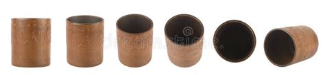 Large Collection Of Clay Glasses From Different Angles Isolated On