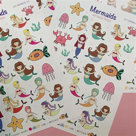 สติ๊กเกอร์ติดเล่น กันน้ำ ลาย Mermaids Sticker Dicut 1 Sheet Shopee Thailand