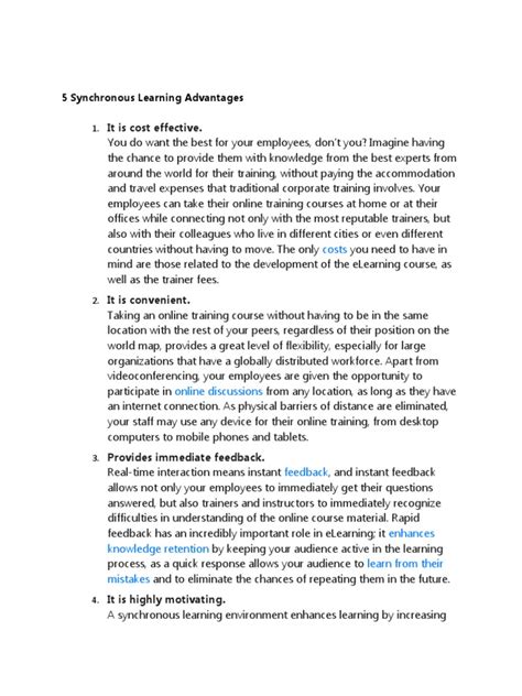 Advantages And Disadvantages Of Synchronous And Asynchronous Learning A Comparative Analysis Of