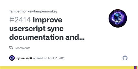Improve Userscript Sync Documentation And Feature Suggestions · Issue