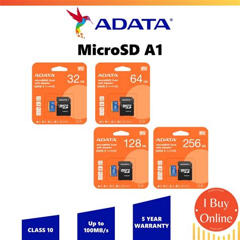 Adata Micro Sd 16gb 32gb 64gb 128gb [free Adapter] Uhs I A1 Cl10