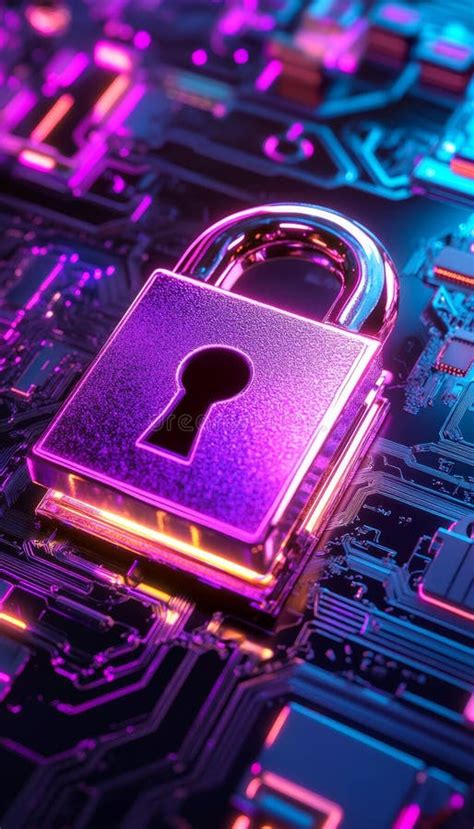 Cybersecurity Lock On Digital Circuit Board Data Protection Privacy