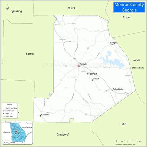 Map Of Monroe County Georgia Where Is Located Cities Population Highways And Facts