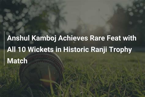 Anshul Kamboj Achieves Rare Feat With All 10 Wickets In Historic Ranji