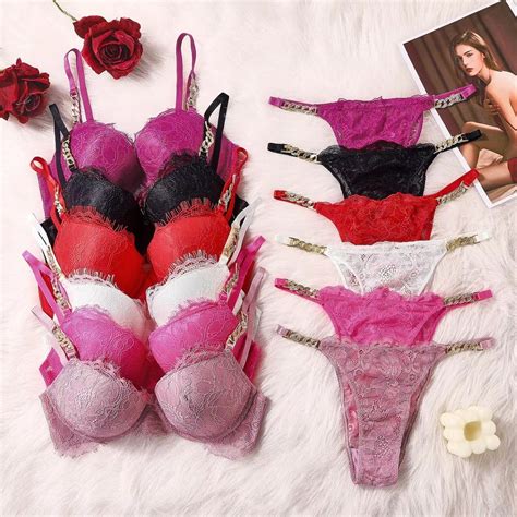 Sexy Dessous Ladies Cute Push Up Bra And Panty Sets Very Hot Black