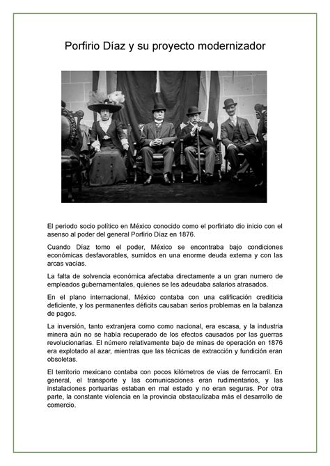 Porfirio Díaz Y Su Proyecto Modernizador Porfirio Díaz Y Su Proyecto