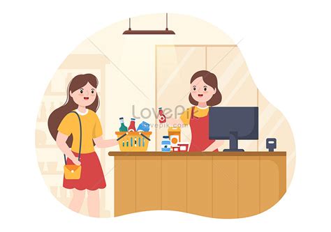 식품 선반이 있는 식료품점 또는 슈퍼마켓 일러스트 무료 다운로드 Lovepik
