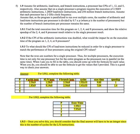 Solved 5 19 Assume For Arithmetic Loadstore And Branch