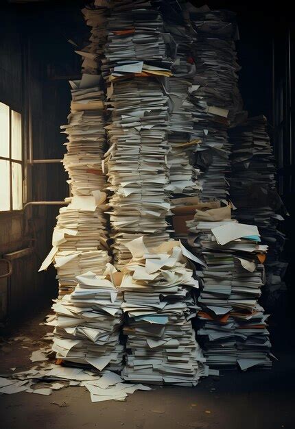 Premium Photo Business Office Paperwork Desk Pile Work Paper Document