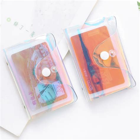 홀로그램 투명 신용 카드 홀더 여성용 카드 케이스 정리 지갑 투명 Pvc 여권 카드 커버 20 비트 카드 가방 Aliexpress