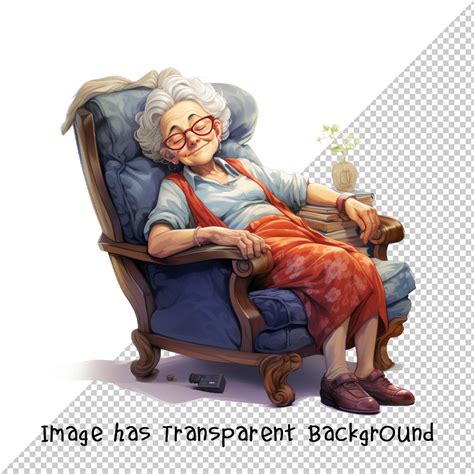 Old Lady Funny Sleeping Png Granny Sleeping Clipart Scrapbook Junk Journal Paper Crafts Old