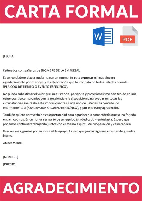 Carta De Agradecimiento Formal Formatos De Cartasejemplo De Carta De Agradecimiento Laboral