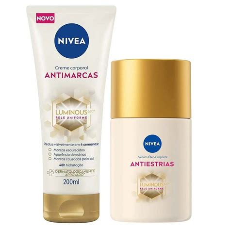 Kit Nivea Luminous 630 Sérum Óleo Corporal Antiestrias Creme
