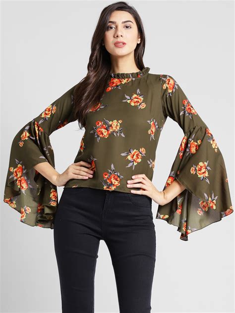 Buy Pluss Women Green Printed Top Tops For Women 6512796 Myntra