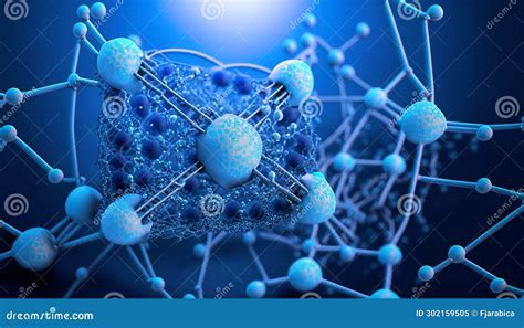 Nanoparticle Structure On Blue Background In Blue Design Suitable For