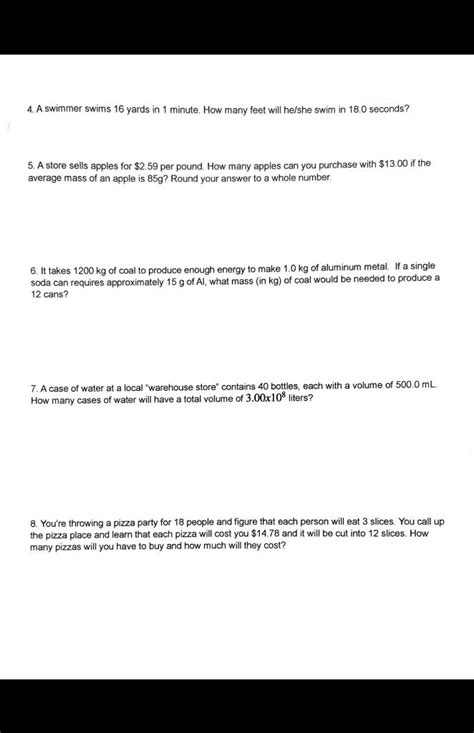 Solved Part 1 Metric Conversions 5 Points Each Chegg Com