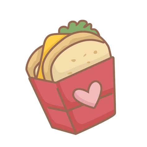 Sandwich Pane Panetteria Cibo Colazione Cartone Animato Illustrazione