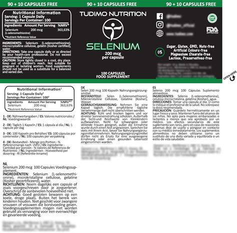 Selenium 200mcg Capsules 100pcs 3 Month Supply Selenomethionine
