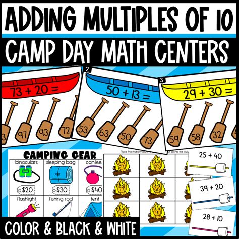 3 Camp Day Themed Math Centers Adding Multiples Of Ten To A 2 Digit