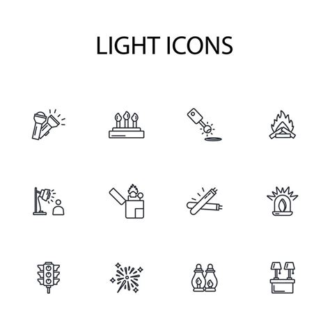 Light Icon Set Editable Stroke Linear Style Sign For Use Web Design Logo Symbol Illustration
