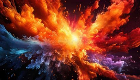 Vibrant And Colorful Explosion Of Fire Creating A Stunning Visual Art Piece Of Energy And