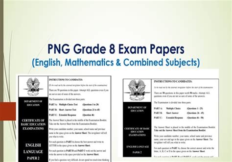 Png Grade 8 Exam Paperspdfs Mathematics English Combined Subjects
