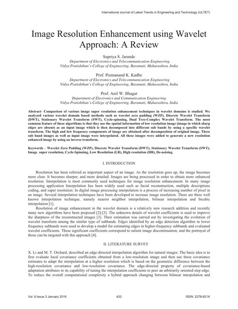 Pdf Image Resolution Enhancement Using Wavelet Approach A Review
