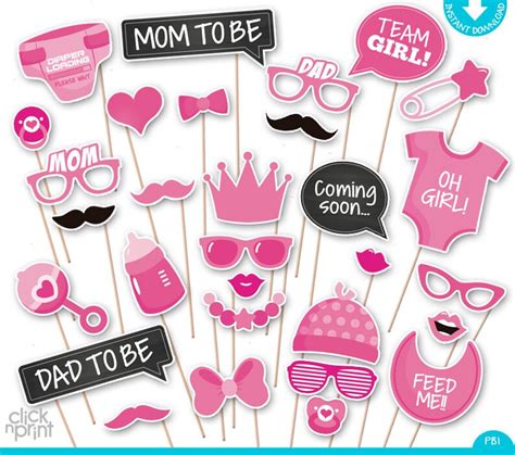 Baby Shower Print Yourself Photo Booth Props Baby Shower Etsy