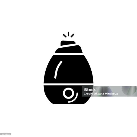 흰색 배경에 격리 된 검은 색 가습기 공기 디퓨저 아이콘입니다 정화기 소기후 초음파 홈 플랫 벡터 일러스트 레이션 건강한 습도