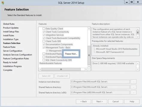 sql server installation wizard hang forever please wait on feature