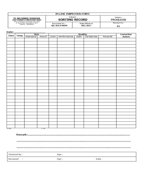 Sorting And Thawing Record Pdf