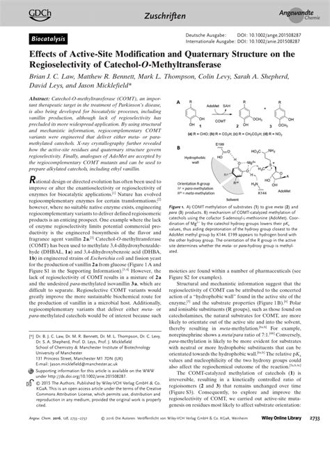 Pdf Effects Of Active Site Modification And Quaternary Structure On The Regioselectivity Of