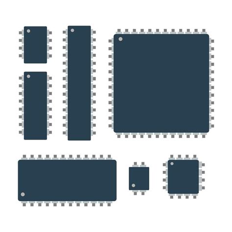 Microchip Icon Set Vector Illustration Of Microchip Or Integrated