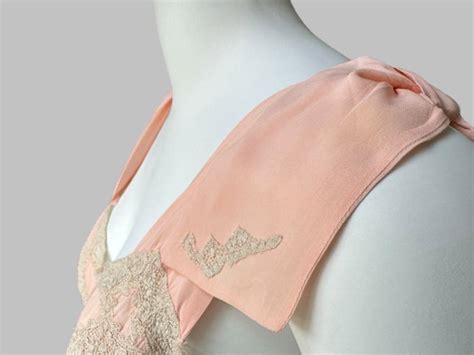 1940s Empire Waist Nightgown In A Silky Pink Rayon W Gem