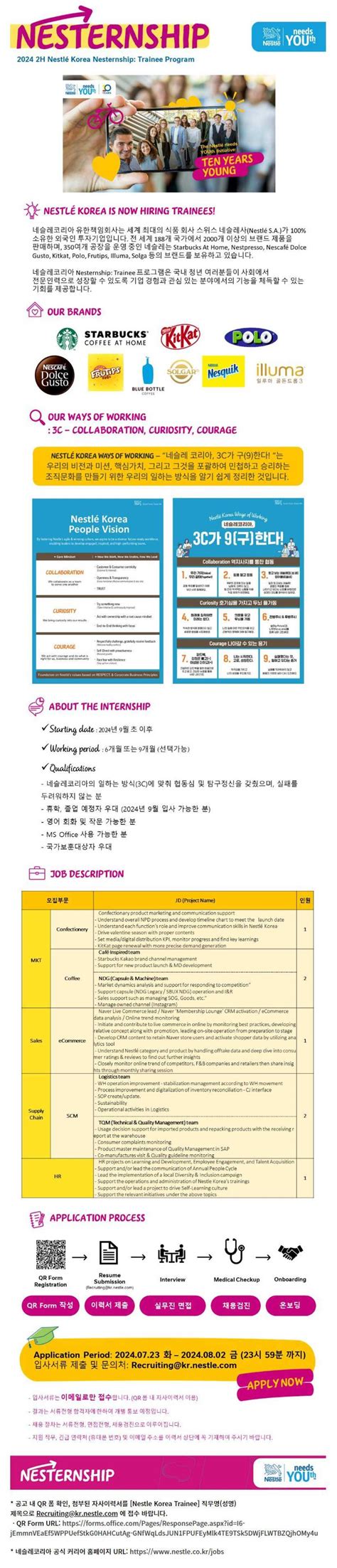 네슬레코리아 Marketing Sales Supply Chain Hr Trainee 인턴 공모전 대외활동 링커리어