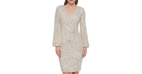 Eliza J Balloon Sleeve Sequin Sheath Dress In Grey Lyst Uk