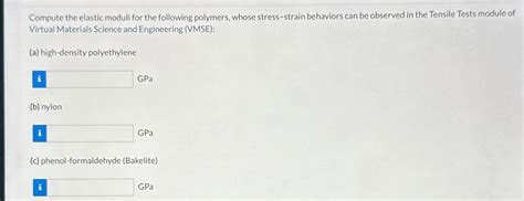 Solved Compute The Elastic Moduli For The Following
