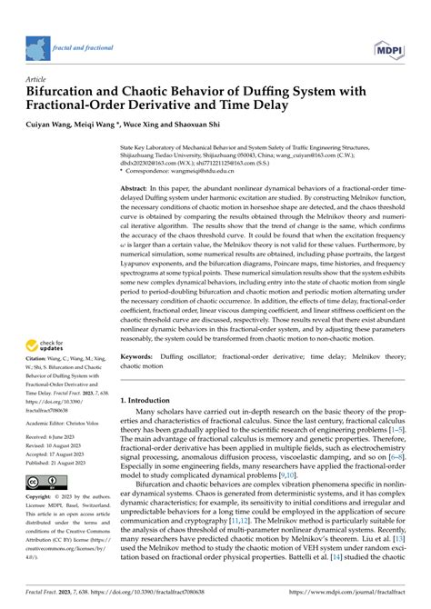 pdf bifurcation and chaotic behavior of duffing system with