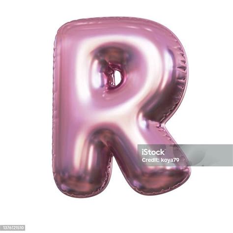 핑크 메탈릭 풍선 글꼴 3d 렌더링 편지 R 3차원 형태에 대한 스톡 사진 및 기타 이미지 3차원 형태 금속의 기포