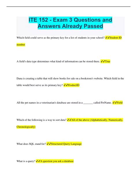 Ite 152 Exam 3 Questions And Answers Already Passed Ite 152