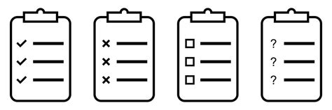 Transparent Paper Clipboard Icons Isolated Checklist Document Checkmark Tick And Cross Sign