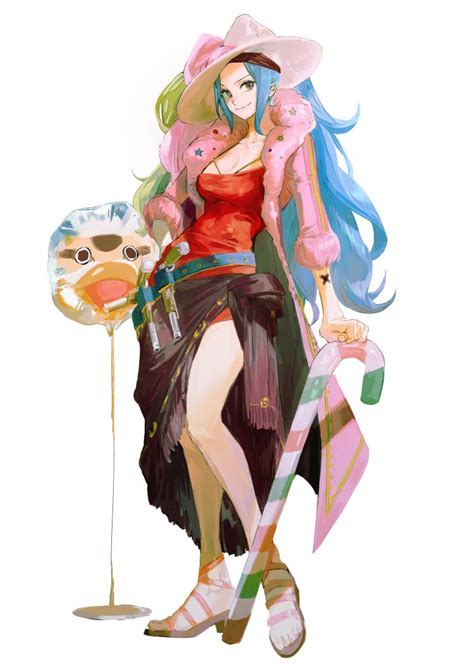 Ynnn M Nefertari Vivi One Piece Girl Balloon Belt Black Eyes Blue Hair Coat Collarbone