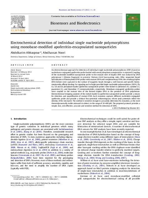 Pdf Electrochemical Detection Of Individual Single Nucleotide Polymorphisms Using Monobase