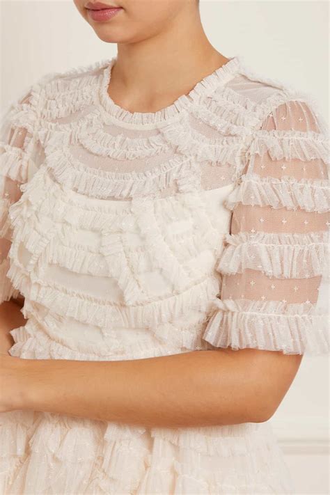 Marilla Ruffle Micro Mini Dress Champagne Needle And Thread