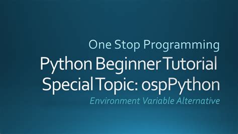 Python Beginner Tutorial Special Topic OSP Python YouTube