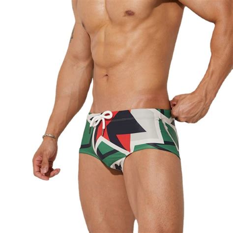 Mens Triangle Swimming Trunks Green Sexy Fashion Low Waist Swimming Briefs Seaside Beach Spa