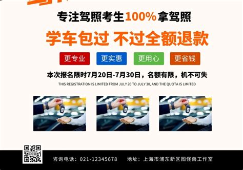 驾校海报在线编辑 驾校驾考驾照培训学车简约宣传单 图司机