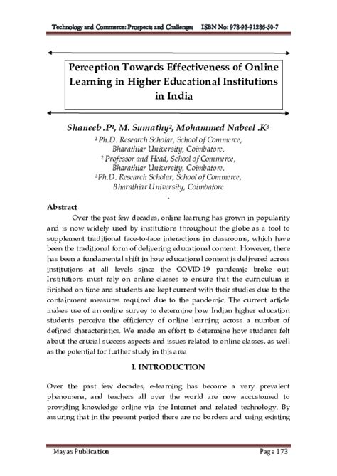 Pdf Perception Towards Effectiveness Of Online Learning In Higher Educational Institutions In