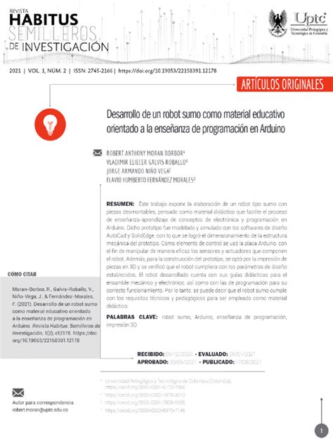 Vista De Desarrollo De Un Robot Sumo Como Material Educativo Orientado