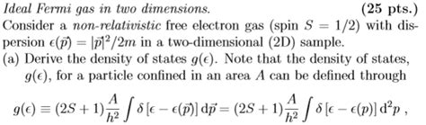 Solved 25 Pts Ideal Fermi Gas In Two Dimensions Consider